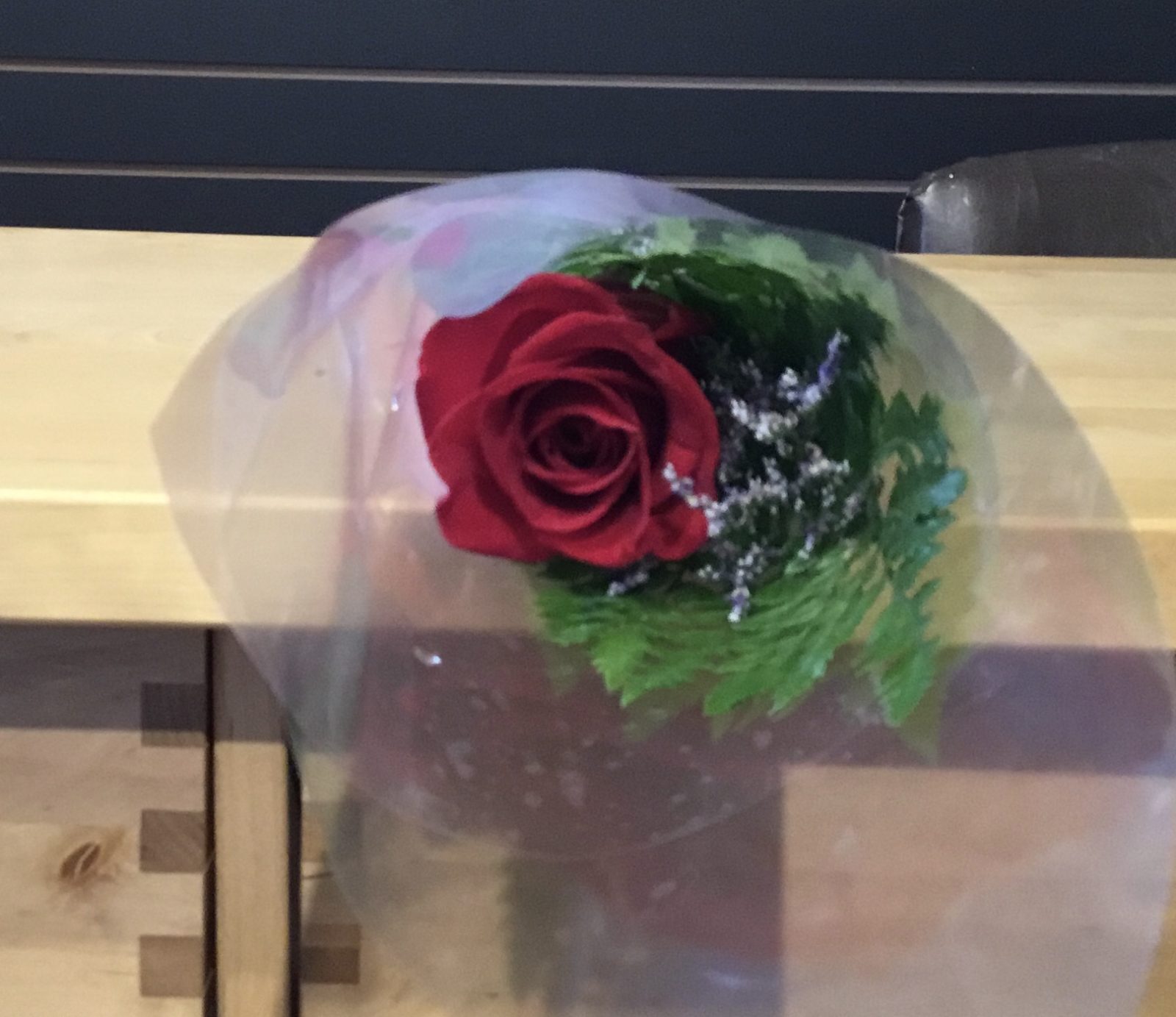 Single Red Rose with filler & greens – McKnight's